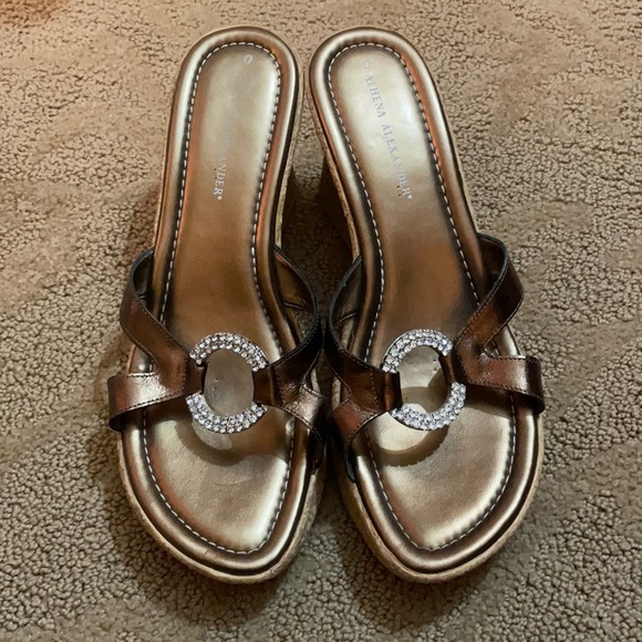 Athena Alexander | Shoes | Athena Alexander Wedge Bronze Sandal With ...
